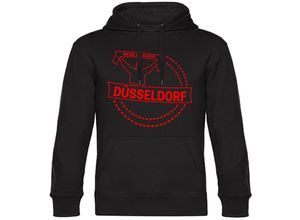 4068859134815 - multifanshop Kapuzen Sweatshirt - Düsseldorf - Meine Fankurve - Druck rot - Hoodie