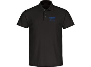 4068859036720 - multifanshop Poloshirt - Duisburg - Herzschlag - Druck blau - Polo
