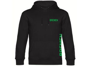 4068859166076 - multifanshop Kapuzen Sweatshirt - Bremen - Brust & Seite - Druck grün - Hoodie