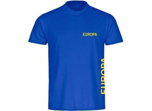 4068859301590 - multifanshop Herren T-Shirt - Europa - Brust & Seite - Druck gelb - Männer
