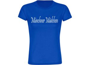 4068859063924 - multifanshop Damen T-Shirt - München blau - Münchner Mädchen - Druck weiß - Frauen