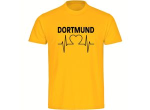 4068859187415 - multifanshop® Herren T-Shirt - Dortmund - Herzschlag - Druck schwarz - Männer