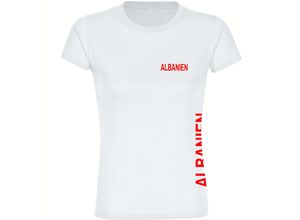 4068859449513 - multifanshop Damen T-Shirt - Albanien - Brust & Seite - Druck rot - Frauen