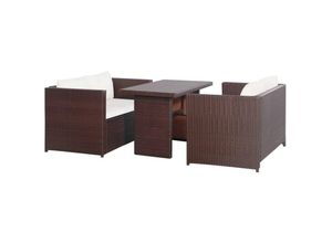 8718475601432 - Bonnevie - 3-tlg Bistro-Set mit Auflagen Poly Rattan Braun vidaXL183935