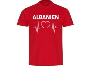 4068859449001 - multifanshop Herren T-Shirt - Albanien - Herzschlag - Druck weiß - Männer