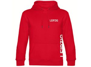 4068859082086 - multifanshop Kapuzen Sweatshirt - Leipzig - Brust & Seite - Druck weiß - Hoodie