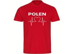 4068859228668 - multifanshop Kinder T-Shirt - Polen - Herzschlag - Druck weiß - Kind