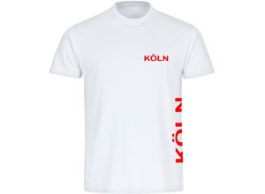 4068859080006 - multifanshop Herren T-Shirt - Köln - Brust & Seite - Druck rot - Männer
