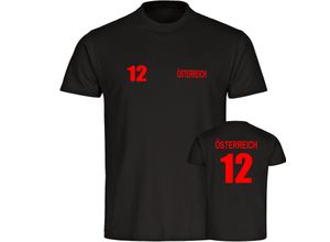 4068859466282 - multifanshop Herren T-Shirt - Österreich - Trikot Nummer 12 - Druck rot - Männer