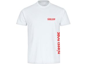 4068859073831 - multifanshop Herren T-Shirt - Düsseldorf - Brust & Seite - Druck rot - Männer