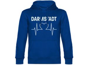 4068859035891 - multifanshop Kapuzen Sweatshirt - Darmstadt - Herzschlag - Druck weiß - Hoodie