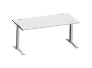 4250510876244 - Genius Schreibtisch MODENA FLEX C-Fuß-Rechteckrohr B 1600 x T 800 mm lichtgrau weißalu