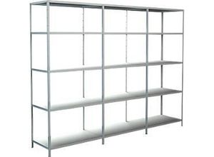 4004514122414 - Steckregal Stecksystem Grund- und 2x Anbauregale Regale Metall weiß 1800x2600x500 mm 15 Böden Gr B H T 260 cm x 200 cm x 50 cm weiß Werkstatt-Regale