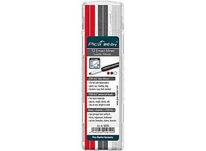 4260056156144 - Pica Marker - Pica big Dry Ersatz-Minen 12 Wasserlösliche for all Bau-Minen Graphit 2B Weiß & Rot 6045