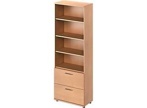 4251898803464 - SchÃ¤fer Shop Genius Kombischrank TETRIS WOOD 6 OH H 2270 mm 2 HÃ¤ngeregistraturauszÃ¼ge HÃ¶he inkl Gleiter Buche-Dekor