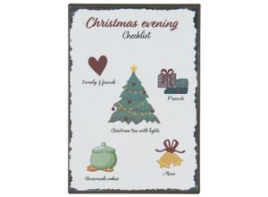 5709898343699 - Metallschild Christmas evening Checklist 14 x 20 cm