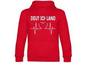 4068859269814 - multifanshop Kapuzen Sweatshirt - Deutschland - Herzschlag - Druck weiß - Hoodie