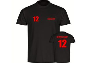 4068859090807 - multifanshop Herren T-Shirt - Düsseldorf - Trikot Nummer 12 - Druck rot - Männer