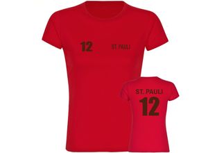 4068859192471 - multifanshop Damen T-Shirt - St Pauli - Trikot Nummer 12 - Druck braun - Frauen