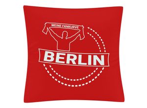 4068859134242 - multifanshop Kissenbezug - Berlin rot - Meine Fankurve - Druck weiß - Kissen