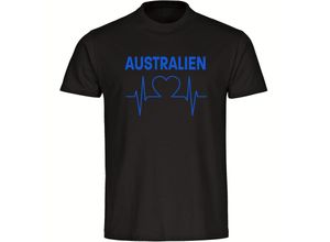 4068859276584 - multifanshop Herren T-Shirt - Australien - Herzschlag - Druck blau - Männer