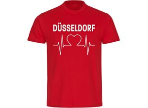 4068859104962 - multifanshop Herren T-Shirt - Düsseldorf - Herzschlag - Druck weiß - Männer