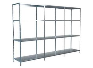 4004514122773 - Steckregal Stecksystem Grund- und 2x Anbauregale Regale Metall verzinkt 1800x2600x500 mm 12 Böden Gr B H T 260 cm x 180 cm x 50 cm silberfarben Werkstatt-Regale