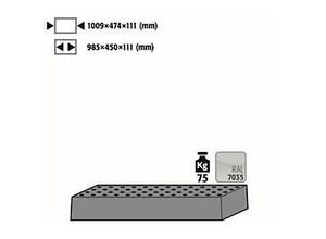 4250101186738 - Lochblecheinsatz Standard für asecos Sicherheitsschränke der Q30 Q90 und S90 Serie Stahlblech lichtgrau B 1009 x T 474 x H 111 mm bis 75 kg