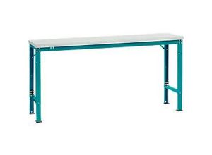 4045916140224 - AU70875021 Arbeits-Grundtisch UNIVERSAL Spezial mit Kunststoffplatte BxTxH = 1750x800x722-1022 mm Wasserblau