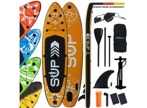 4099799000199 - 24MOVE® Standup Paddle Board SUP inkl umfangreichem Zubehör Paddel und Hochdruckpumpe ORANGE 320x80x15cm