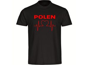 4068859228330 - multifanshop Herren T-Shirt - Polen - Herzschlag - Druck rot - Männer