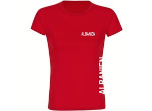 4068859449575 - multifanshop Damen T-Shirt - Albanien - Brust & Seite - Druck weiß - Frauen
