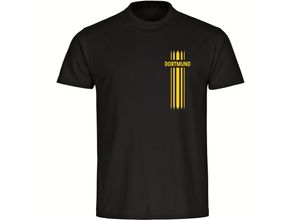 4068859188191 - multifanshop® Herren T-Shirt - Dortmund - Streifen - Druck gelb - Männer