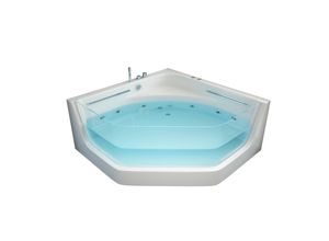 4058166109255 - Whirlpool Badewanne - pacifico weiß mit Lichtherapie und Massage - Maße 150 x 150 x 55 cm i Eckwanne Indoor Badewanne 2 Personen - Home Deluxe