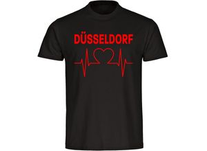 4068859104863 - multifanshop Herren T-Shirt - Düsseldorf - Herzschlag - Druck rot - Männer