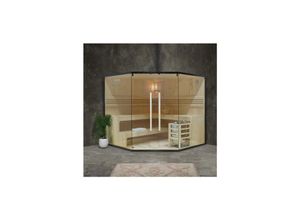 4058166247353 - Traditionelle Sauna - Shadow xl big - 200 x 200 x 190 cm - für 6 Personen - Fichtenholz inkl Saunaofen i Dampfsauna Aufgusssauna - Home Deluxe