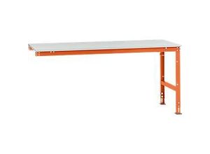 4045916077551 - AU61212001 Arbeits-Anbautisch UNIVERSAL Standard mit Melaminplatte BxTxH = 2000 x 1000 x 760-870 mm Rotorange (RAL 2001)