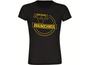 4068859203283 - multifanshop Damen T-Shirt - Braunschweig - Meine Fankurve - Druck gelb - Frauen