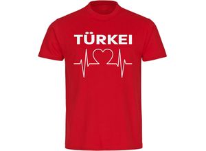 4068859476670 - multifanshop Herren T-Shirt - Türkei - Herzschlag - Druck weiß - Männer