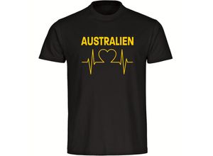 4068859276508 - multifanshop Herren T-Shirt - Australien - Herzschlag - Druck gelb - Männer