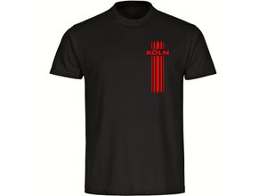 4068859125707 - multifanshop Herren T-Shirt - Köln - Streifen - Druck rot - Männer