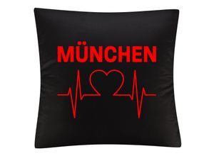 4068859116163 - multifanshop Kissenbezug - München rot - Herzschlag - Druck rot - Kissen