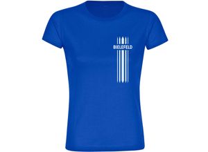 4068859043094 - multifanshop Damen T-Shirt - Bielefeld - Streifen - Druck weiß - Frauen