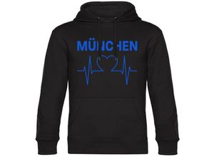 4068859040390 - multifanshop Kapuzen Sweatshirt - München blau - Herzschlag - Druck blau - Hoodie