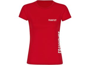 4068859075378 - multifanshop Damen T-Shirt - Frankfurt - Brust & Seite - Druck weiß - Frauen