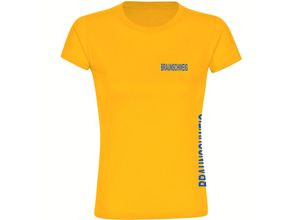 4068859198183 - multifanshop Damen T-Shirt - Braunschweig - Brust & Seite - Druck blau - Frauen