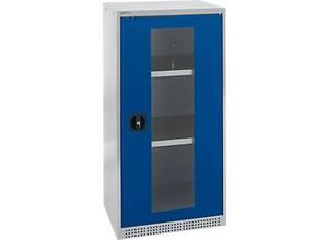 4051273769077 - Genius Flügeltürenschrank FS Stahl Sichtfenster Lüftungslöcher B 545 x T 520 x H 1105 mm 3 OH Weißalu Enzianblau bis 150 kg