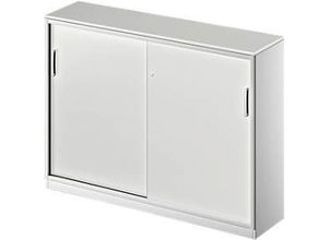 4051273729040 - Genius Schiebetürenschrank TETRIS SOLID 3 OH 2 Fachböden B 1600 mm 19 mm Abdeckplatte lichtgrau weißalu