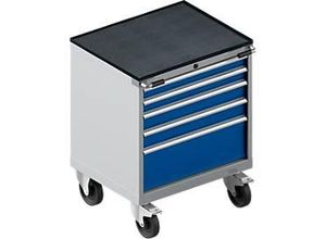 4051273649447 - Select Schubladenschrank mit Rollen WSK 18-27 4 Schübe bis 200 kg B 411 x T 572 x H 770 mm enzianblau weißaluminium