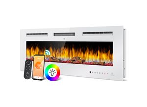 4260751948372 - KESSER® Elektrokamin Wandkamin Elektrischer Kamin mit Heizung 9 Farbmodi LED flammeneffekt 900 1800 W Kaminofen Wand und einbaukamin Wandmontage Heizung App-Funktion Fernbedienung Touchscreen